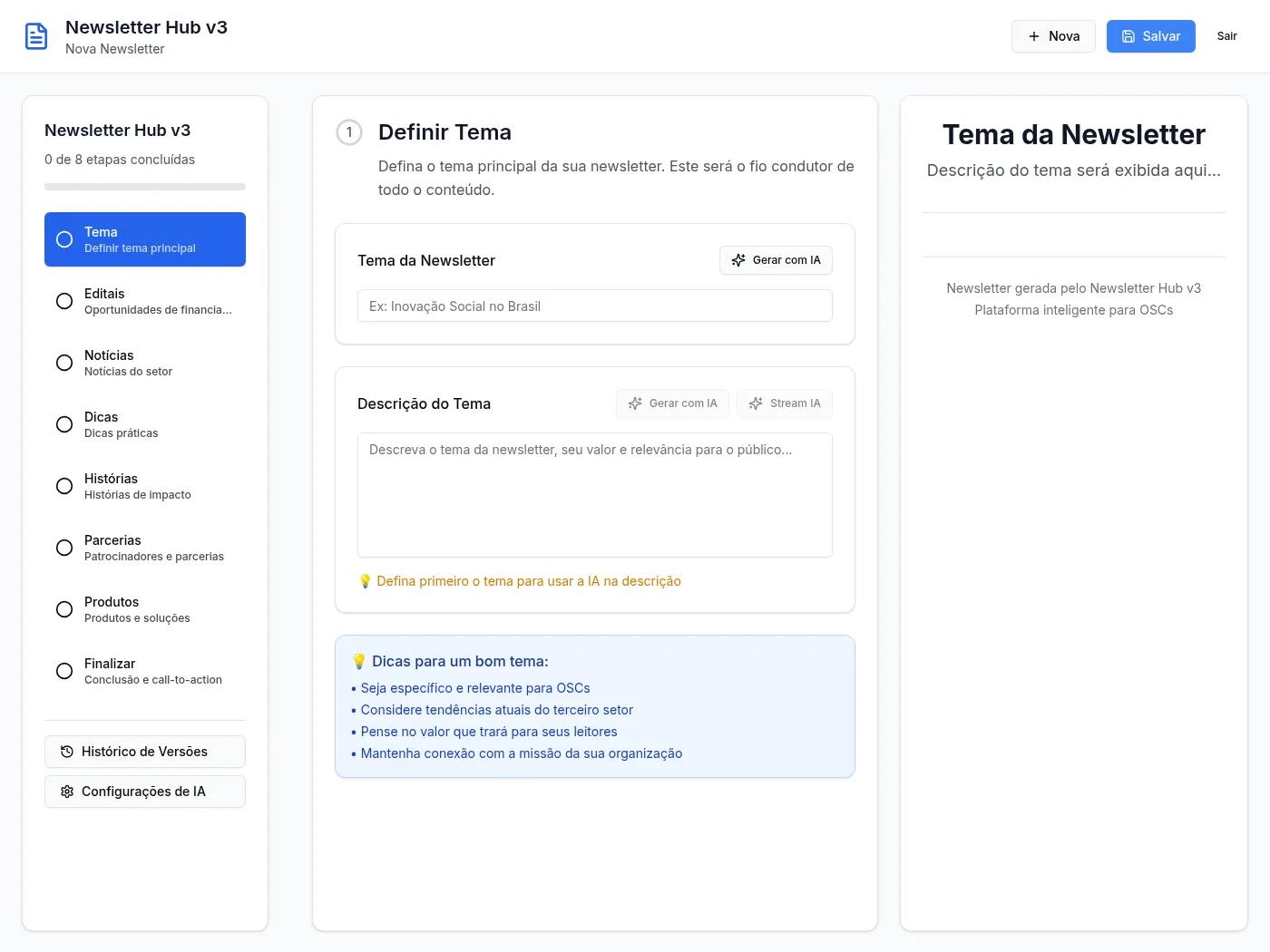 Newsletter Hub v3: Plataforma Inteligente para Criação de Newsletters com IA