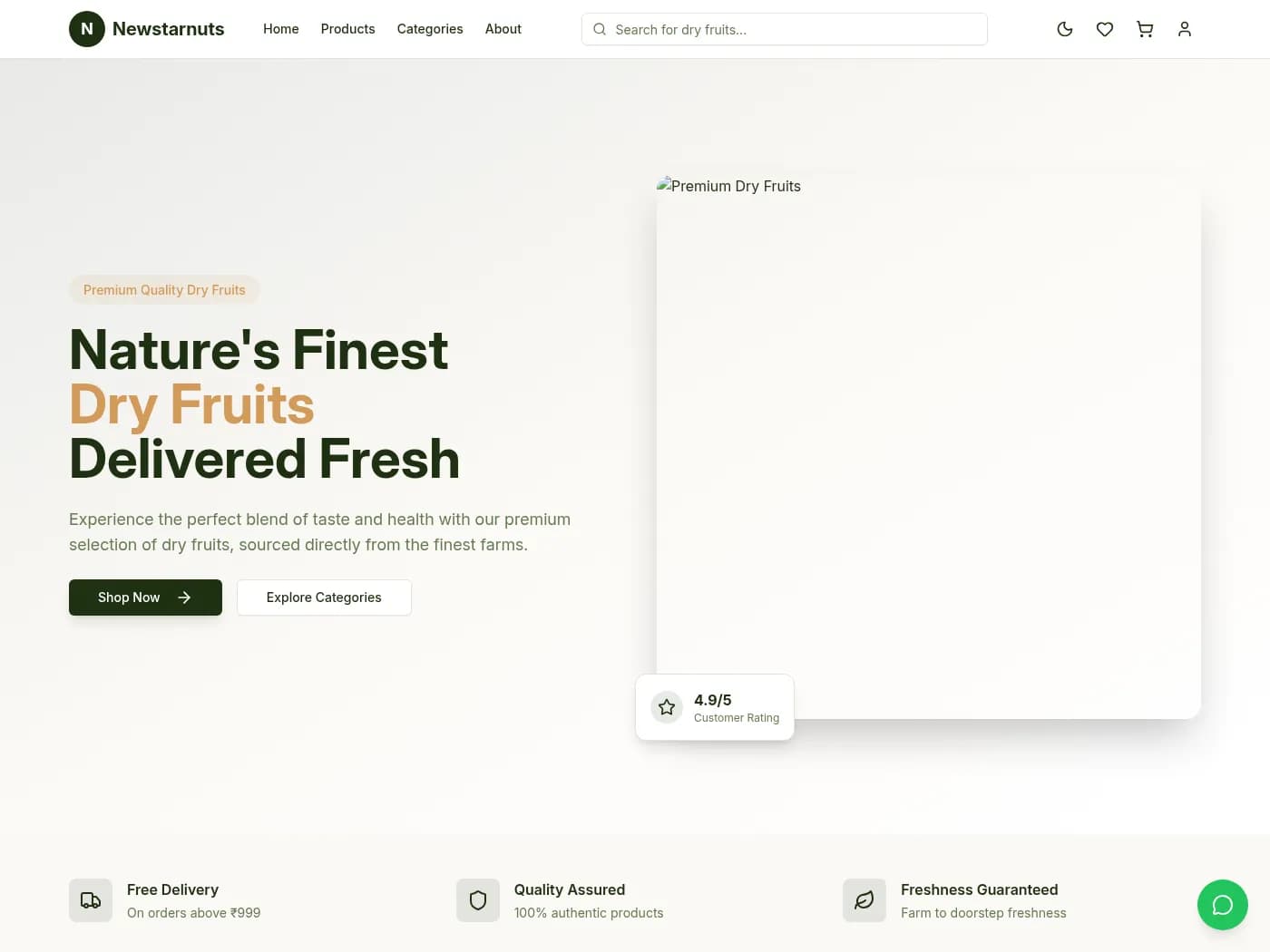 Newstarnuts E-commerce Platform for Premium Dry Fruits