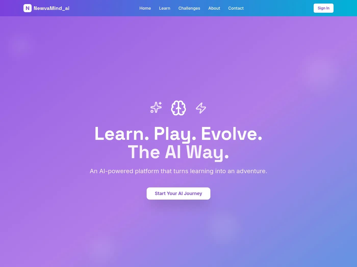 NewvaMind Home for Rocket.new: Futuristic AI Learning Platform Landing Page