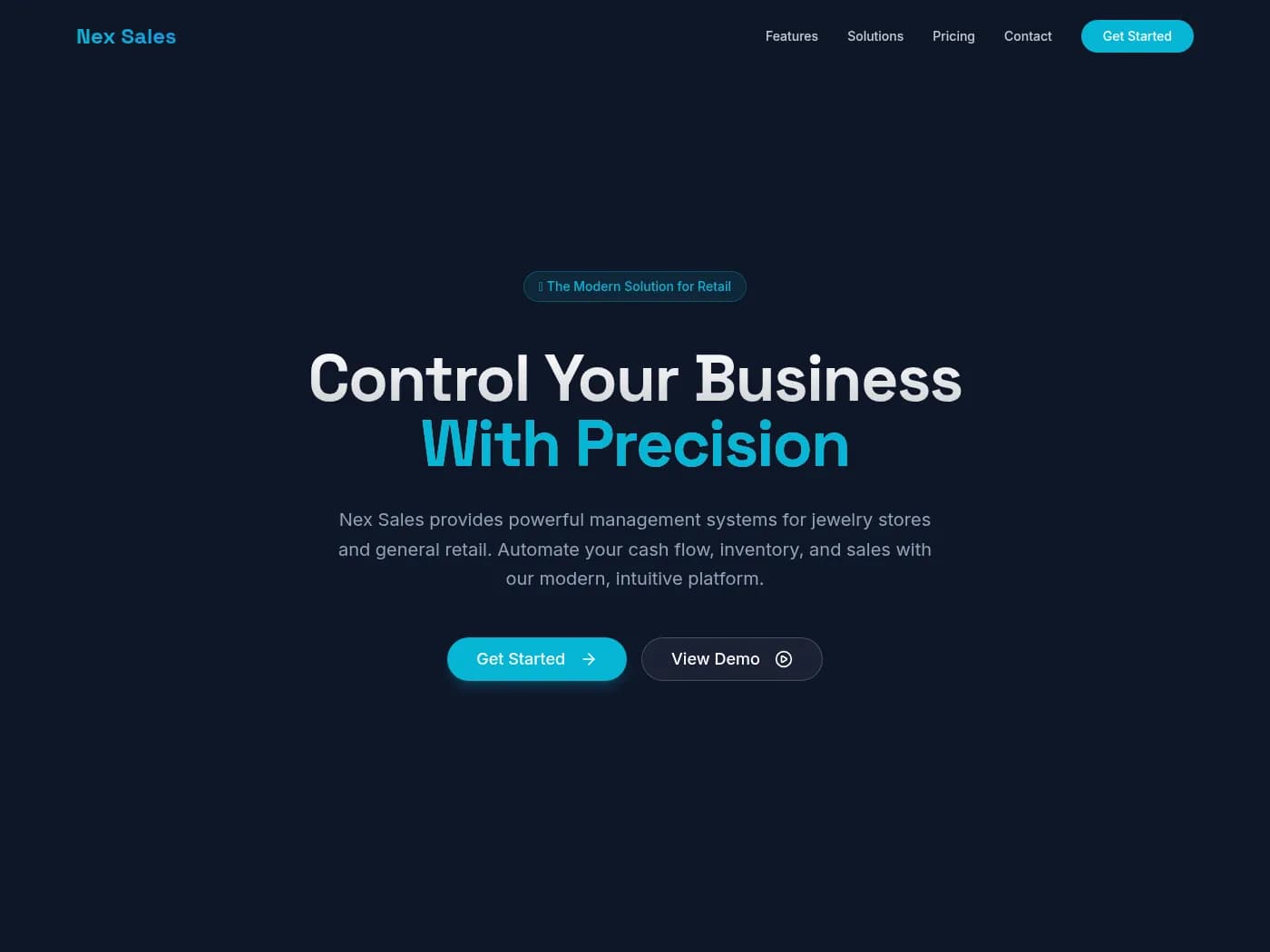 Nex Sales – Modern Site for Retail Management Systems