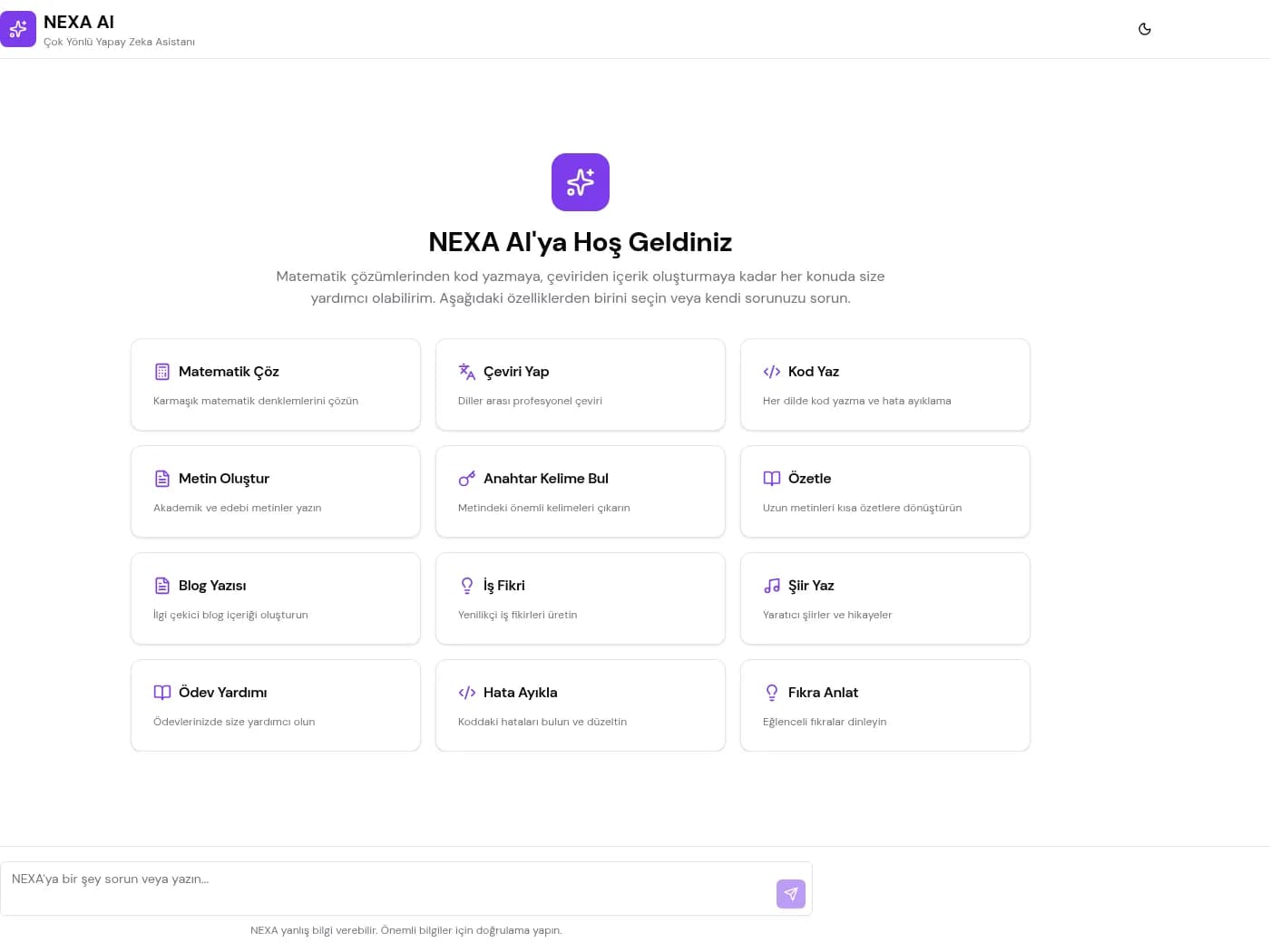 NEXA AI: Çok Yönlü Yapay Zeka Asistanı