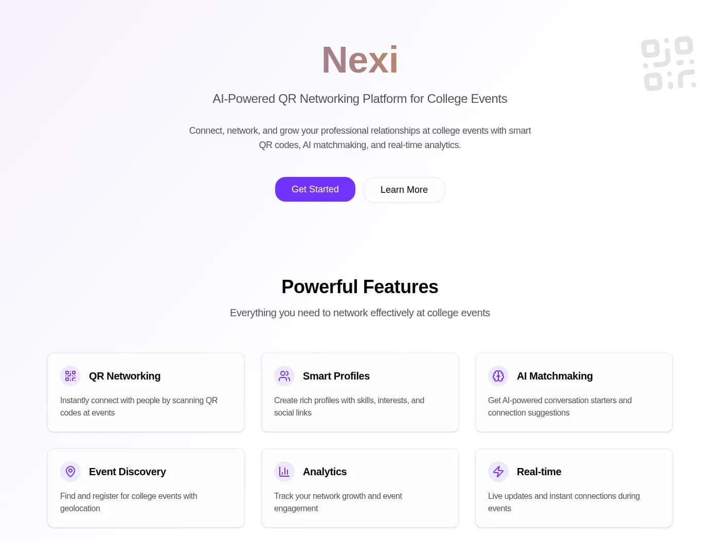 Nexi: AI-Powered QR Networking Platform for College Events