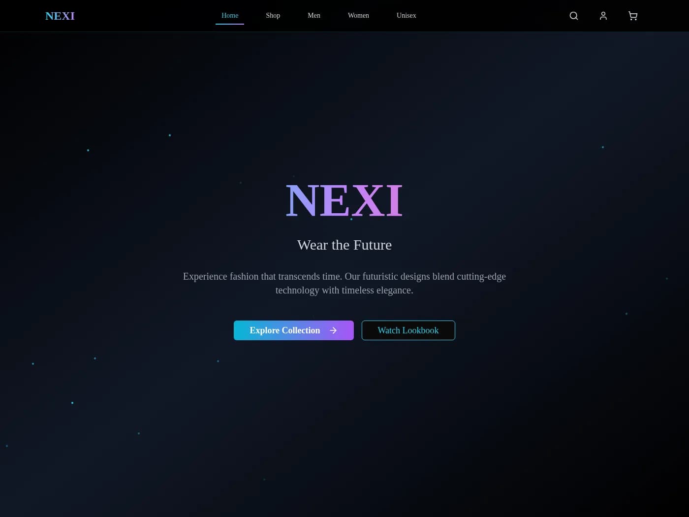 Nexi Clothing – Futuristic E-Commerce Fashion Website