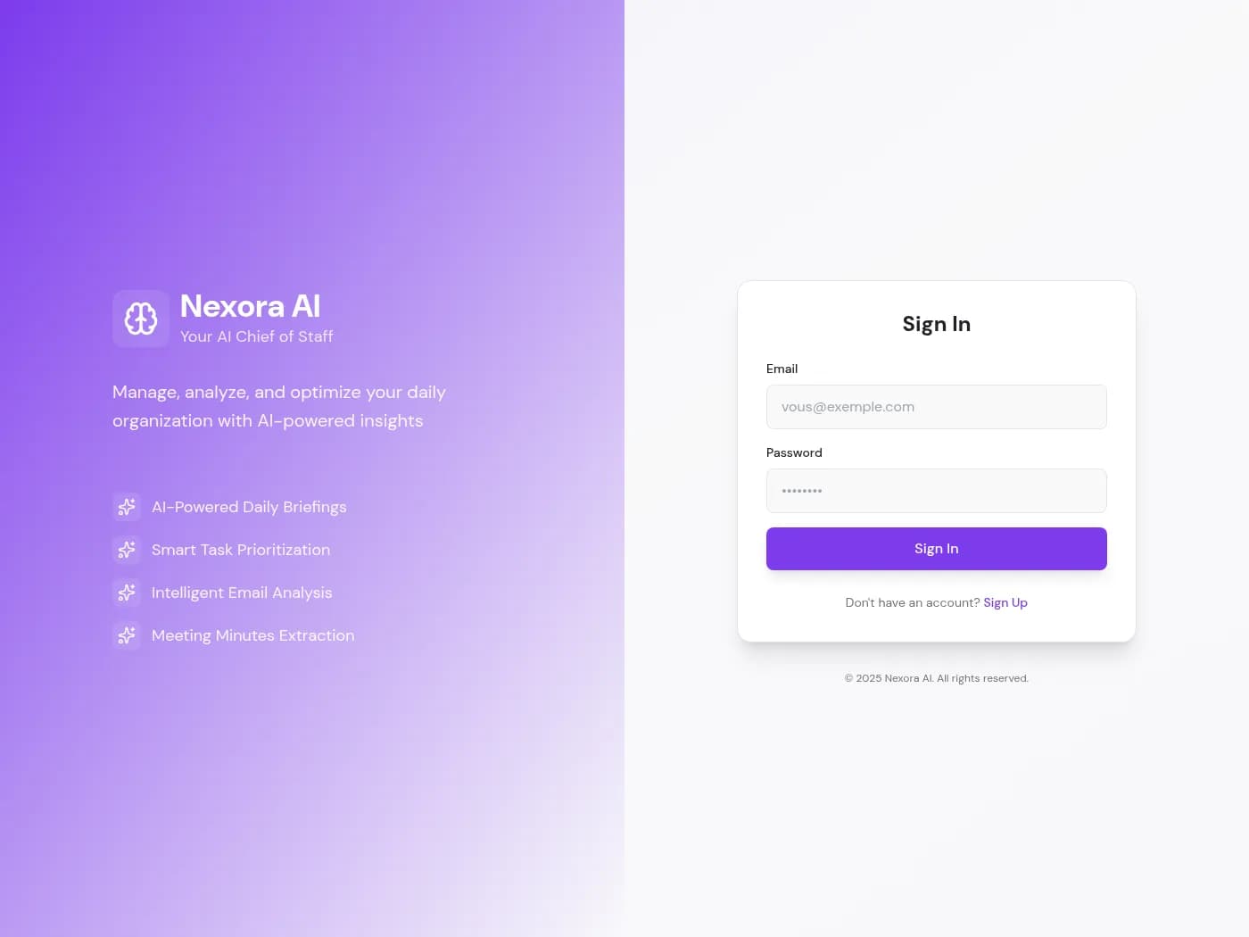 Nexora AI Chief of Staff Web App