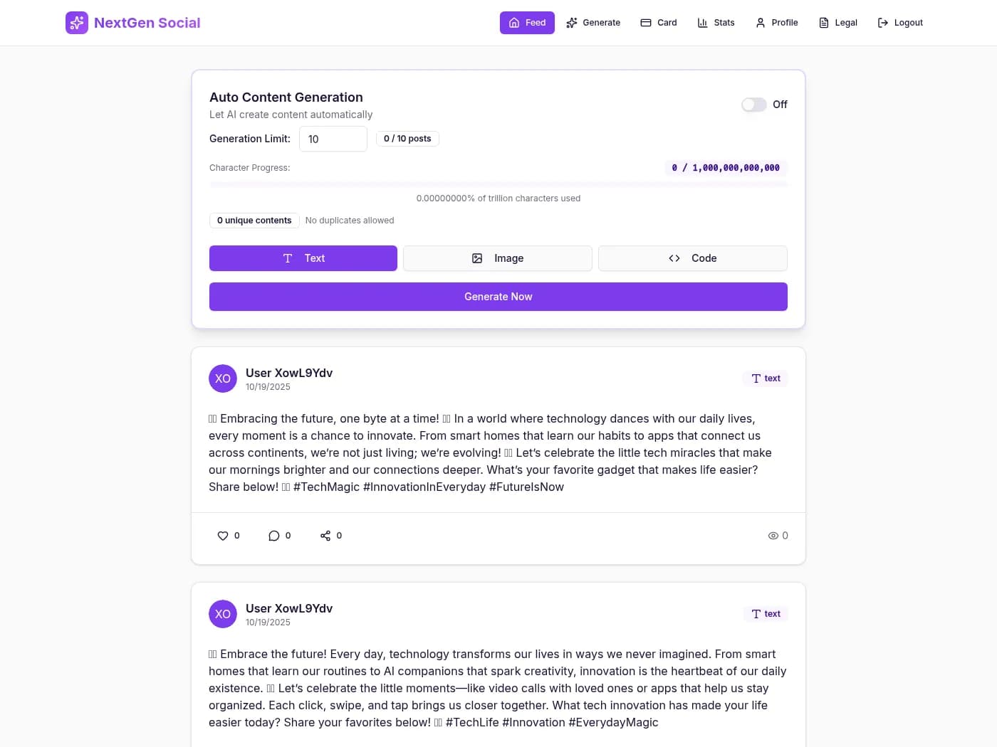 Next-Gen Social Media Platform with Automated Content, Earning, and Privacy Features
