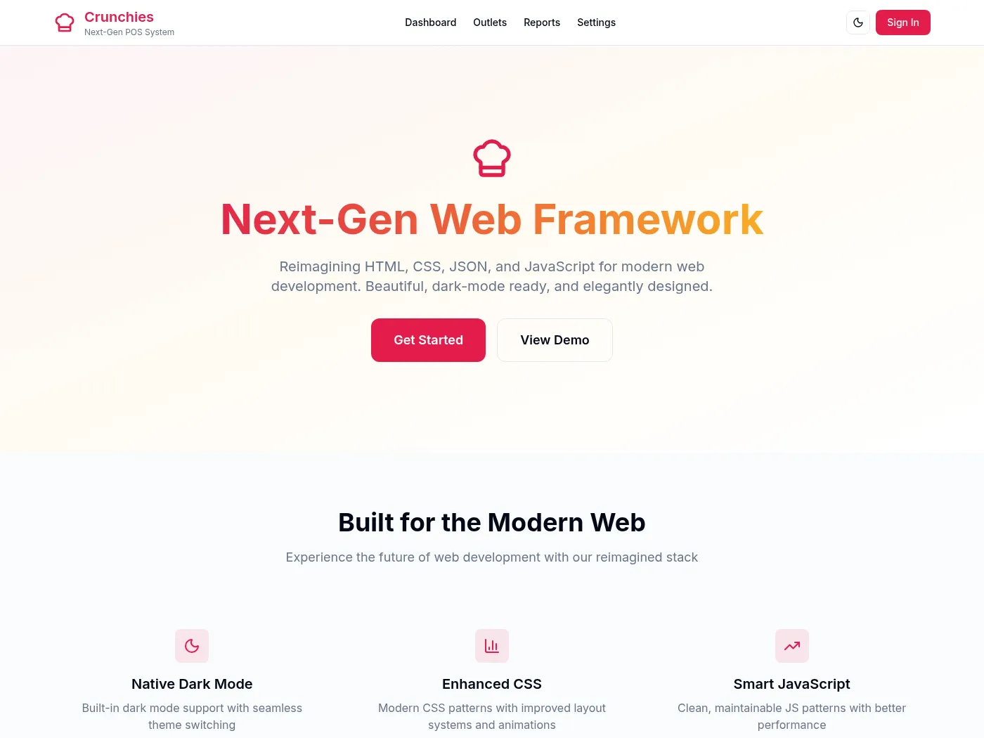 Next-Gen Web Framework with Native Dark Mode