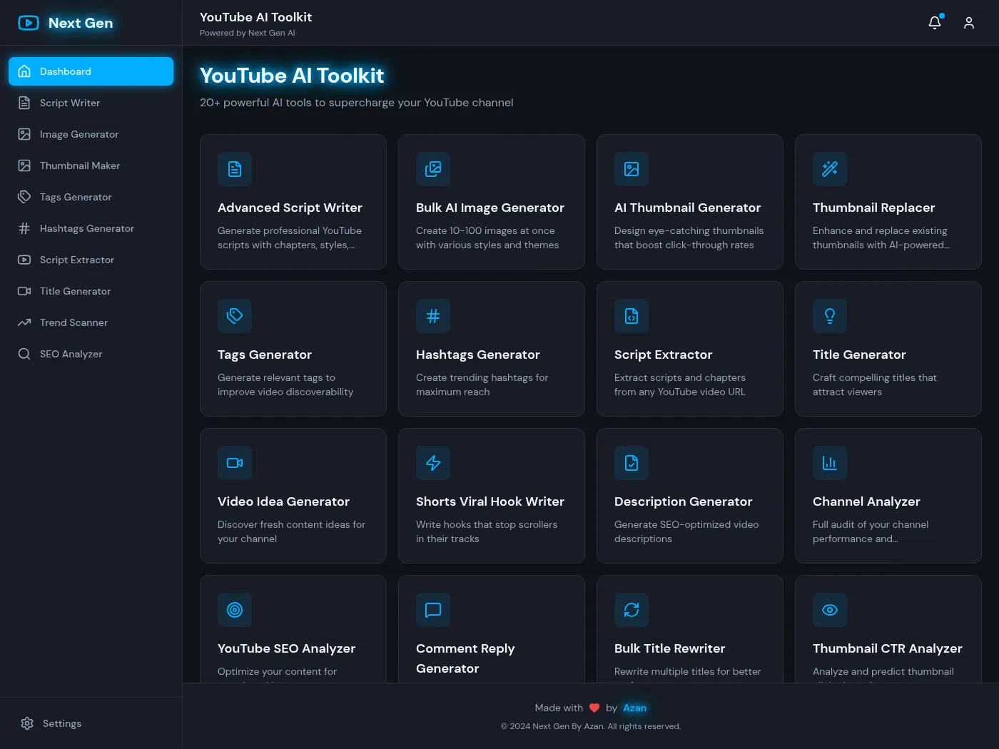 Next Gen By Azan – YouTube Multi-Tasking AI Toolkit