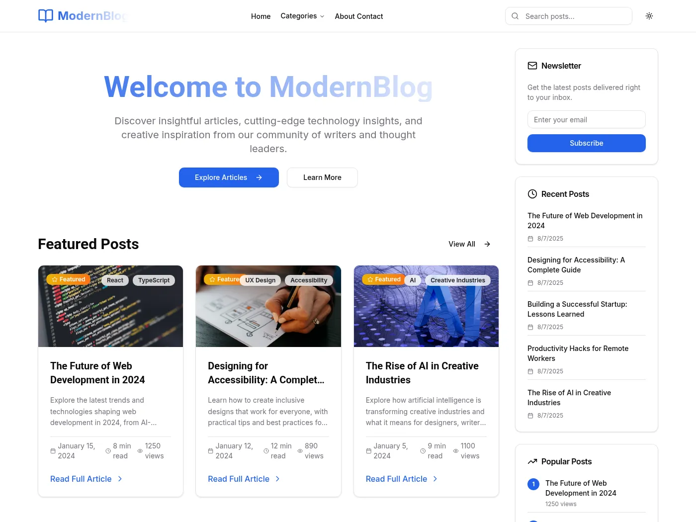 Next.js Modern Blog Platform with Advanced CMS & Monetization
