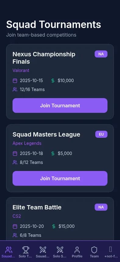 Nexus Esports: Mobile-First Tournament and Scrim Platform