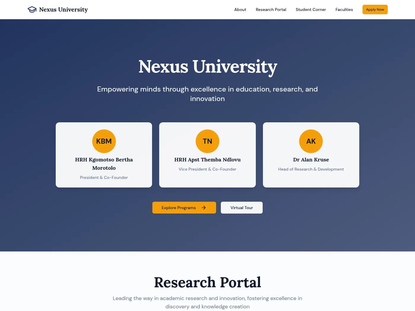 Nexus University Interactive Web Platform