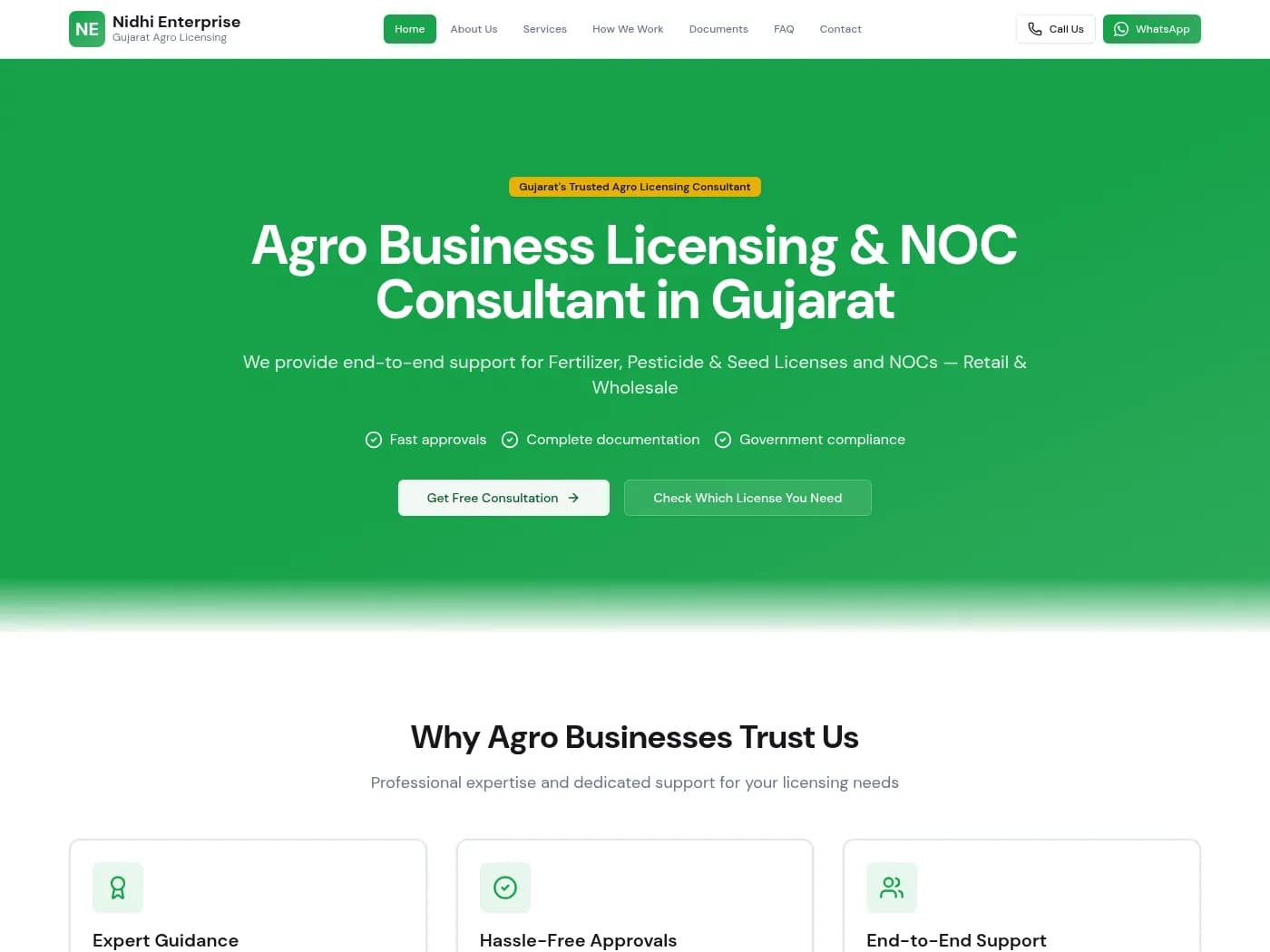 Nidhi Enterprise: Gujarat Agro License & NOC Consultancy Website