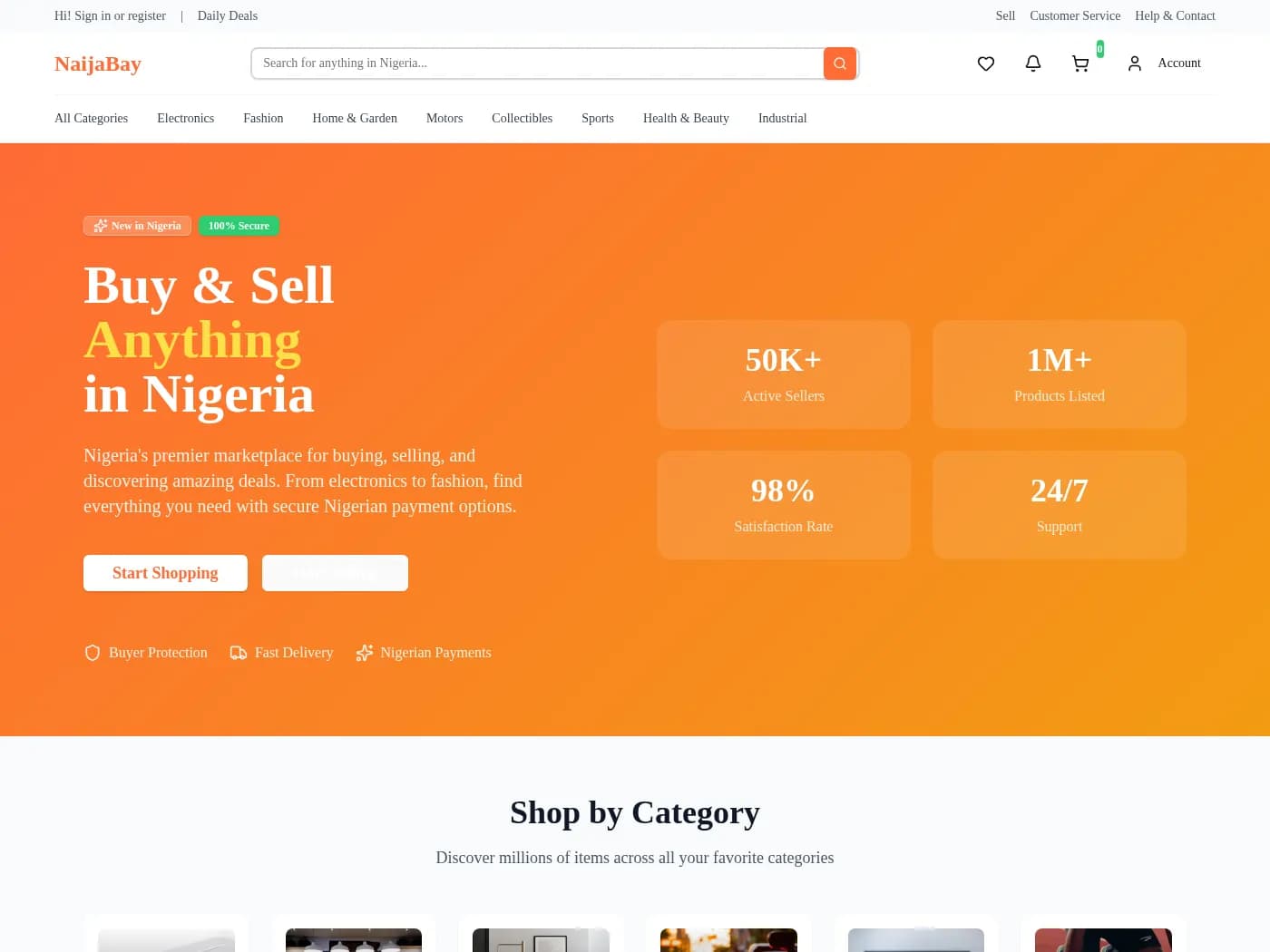 Nigeria eBay Clone with Full Payment Integration