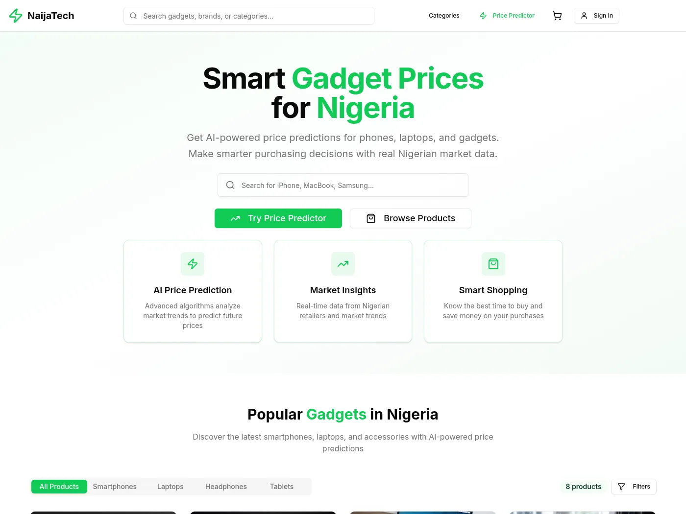 Nigerian Gadget Price Predictor Ecommerce Website