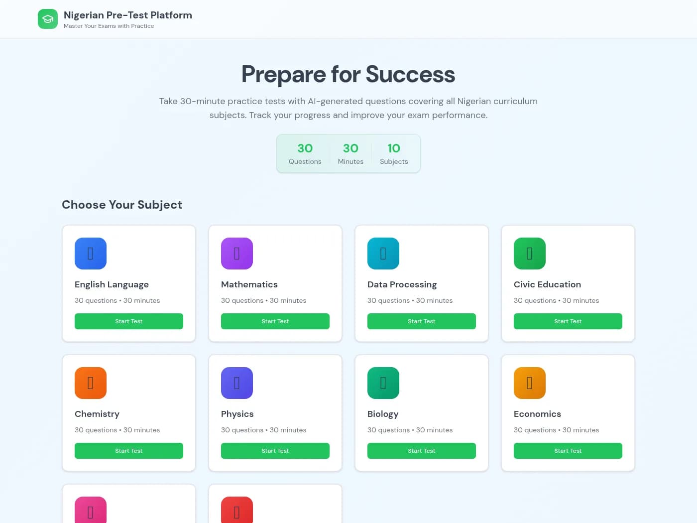 Nigerian Pre-Test Exam Platform