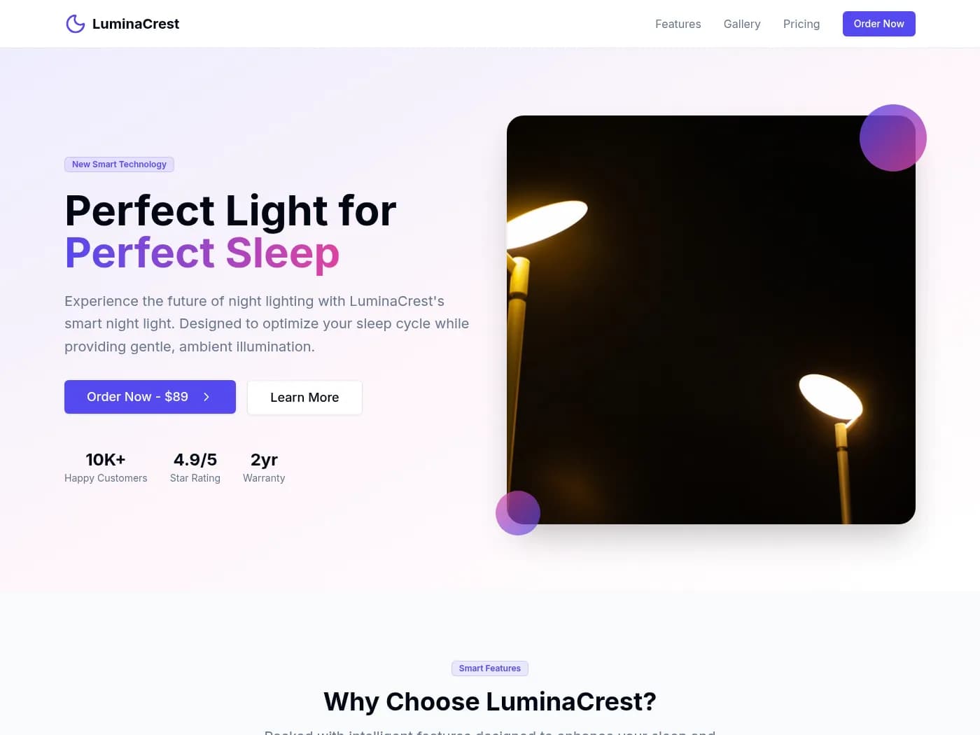 Night Light Product Website