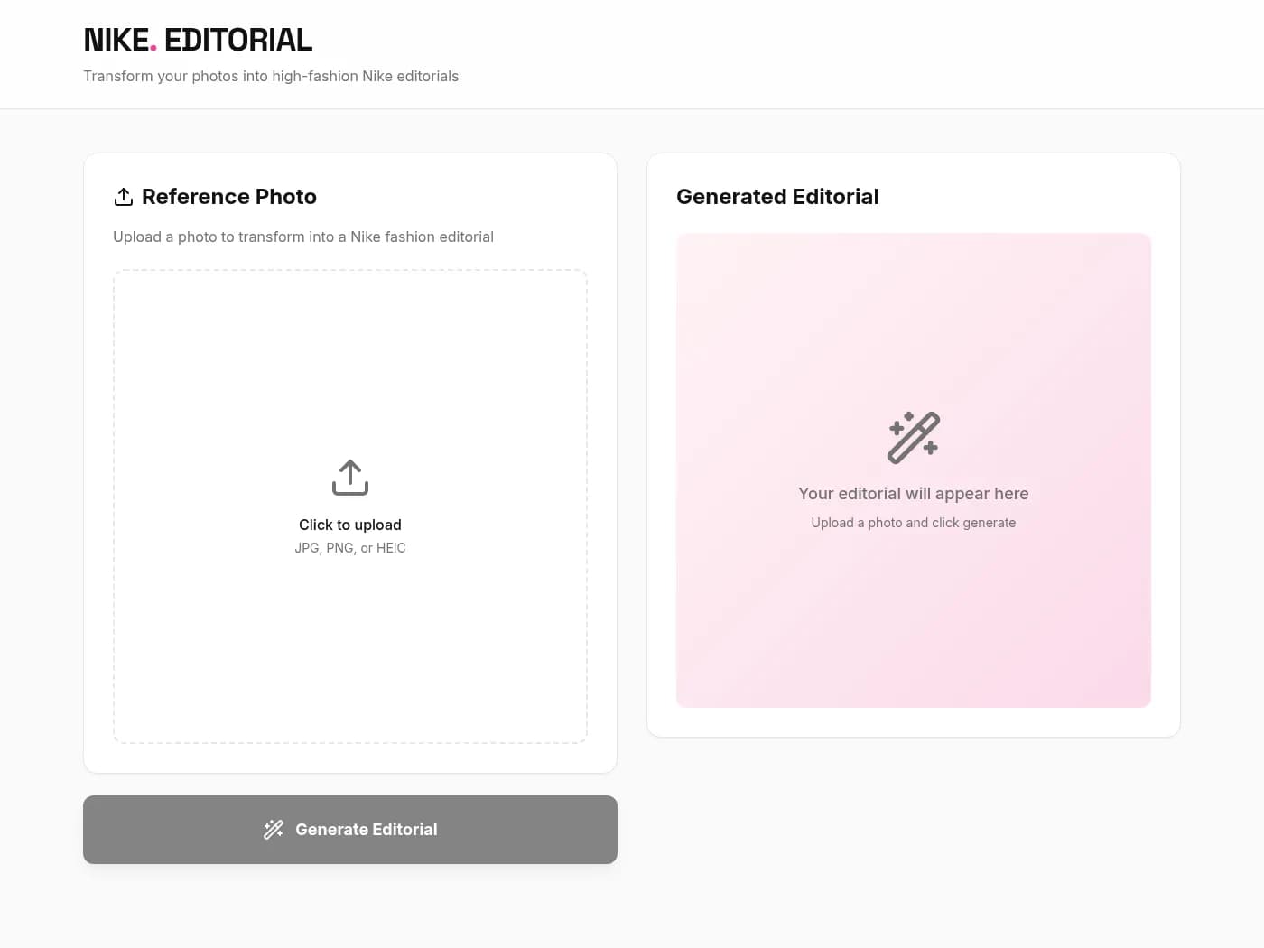 Nike High-Fashion Editorial Image Generator