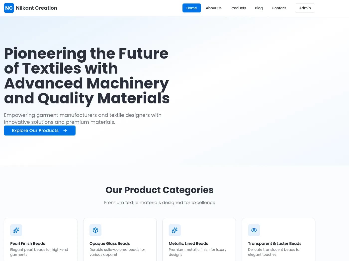 Nilkant Creation Textile Machinery & Materials Web Platform