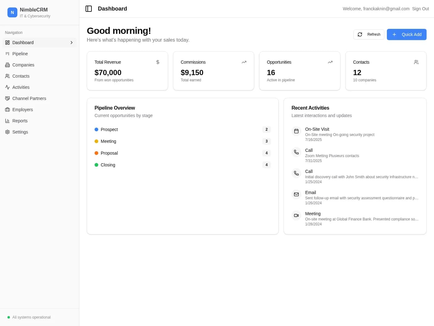 NimbleCRM: Advanced Yet Simple CRM for IT & Cybersecurity Account Executives