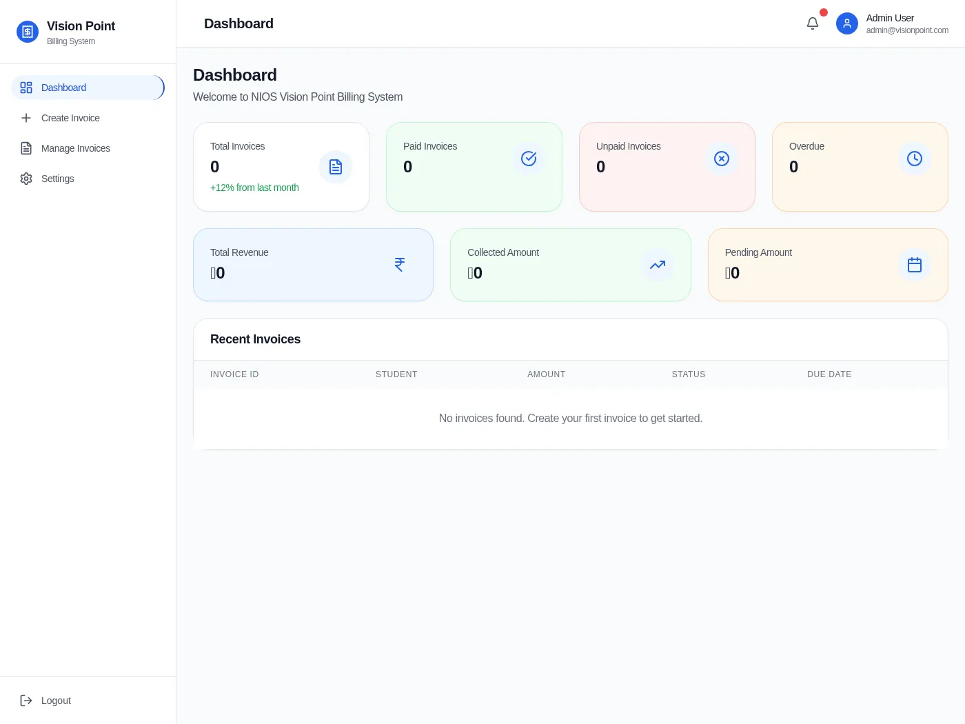 NIOS Vision Point Billing & Invoice Management System MVP