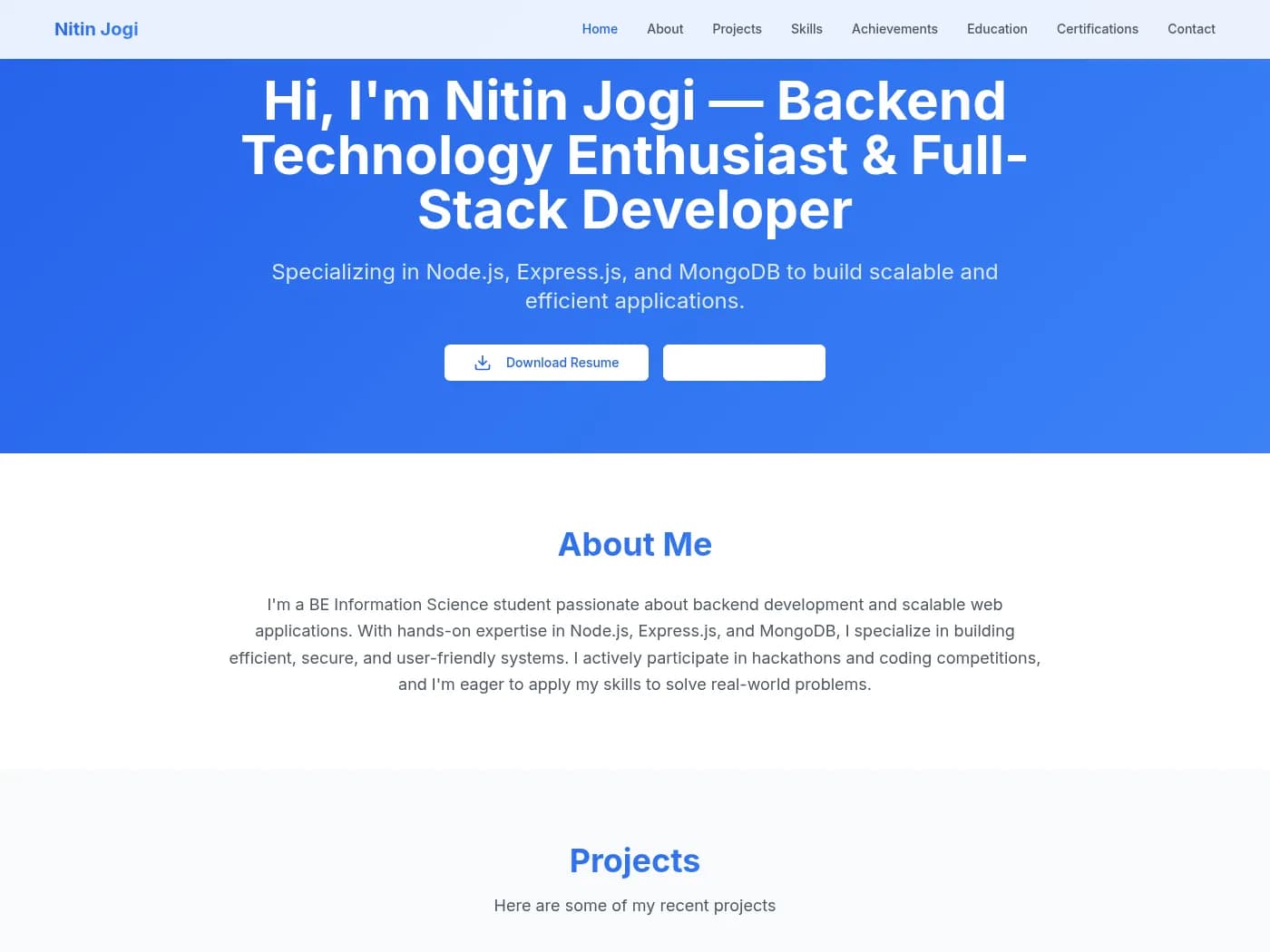 Nitin Jogi Portfolio – Modern Responsive Developer Website