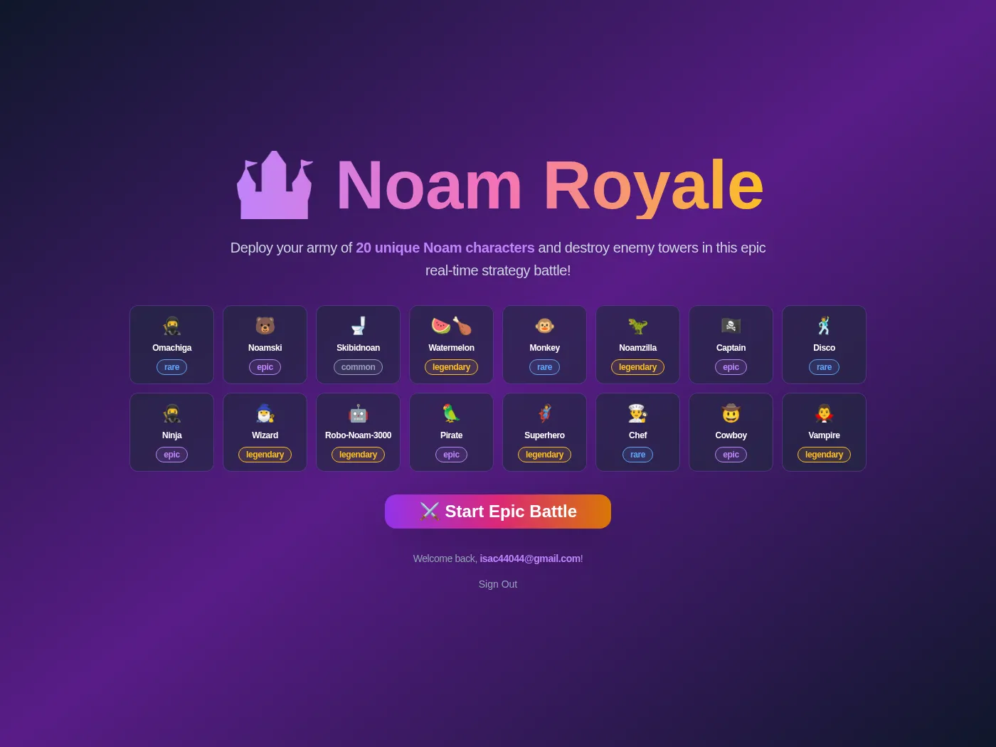 Noam Royale: A Clash Royale-Inspired Strategy Game Featuring Unique Noam Characters