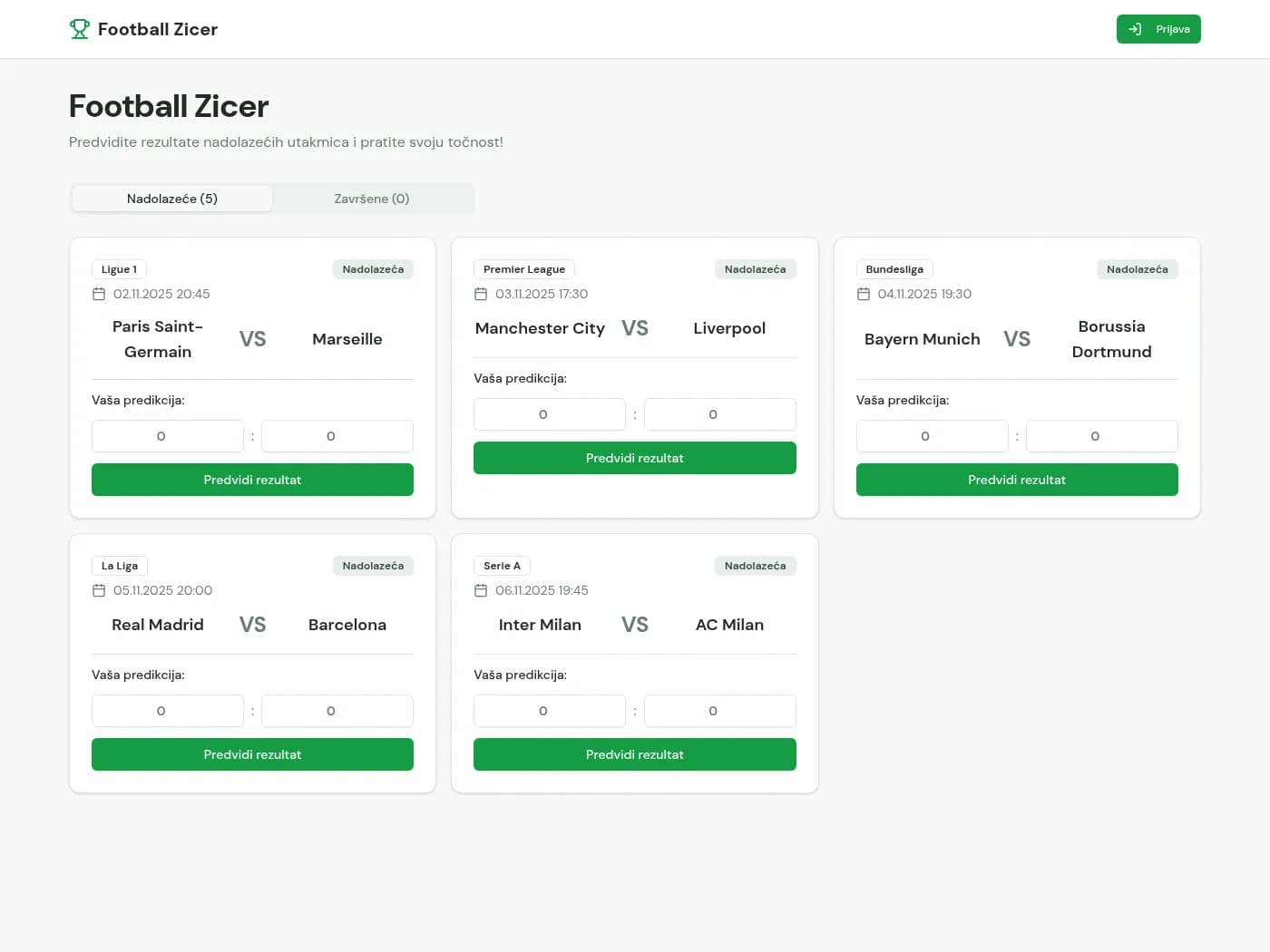 Nogomet Predictions App