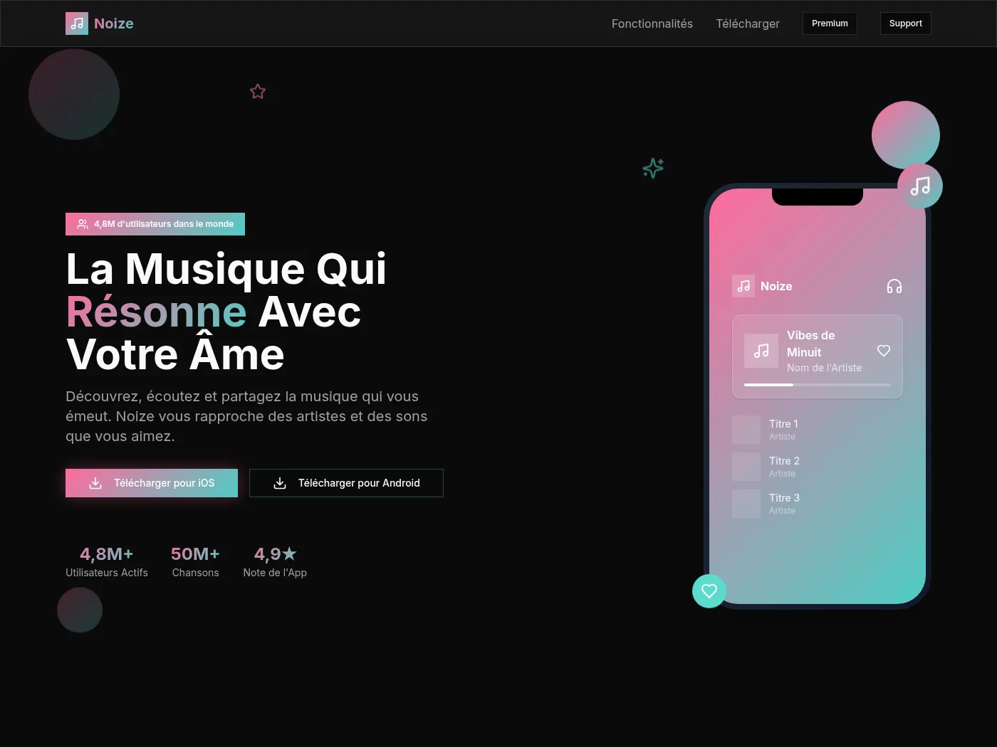 Noiza Music App Presentation Website