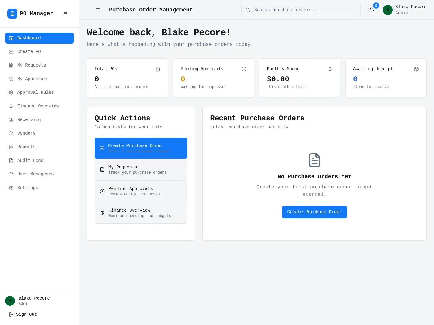 Non-Profit Purchase Order Management Platform