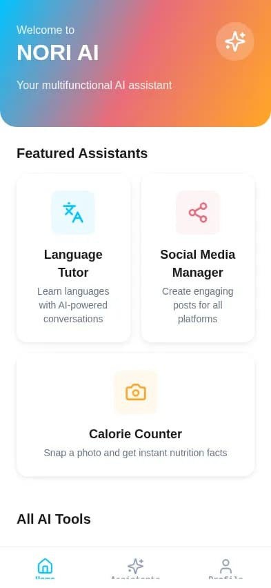 NORI AI: Multifunctional AI Assistant App