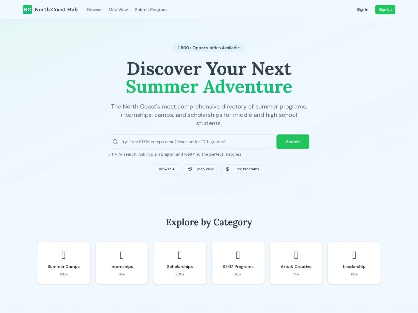 North Coast Opportunity Hub: An AI-Driven, Safe Directory for Teen Summer Opportunities