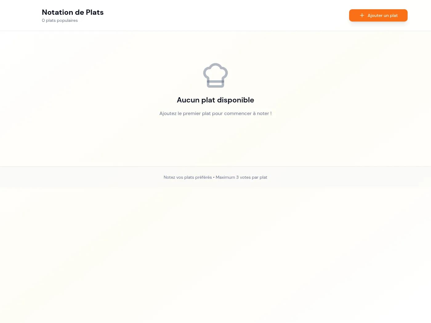 Notation de Plats Populaires