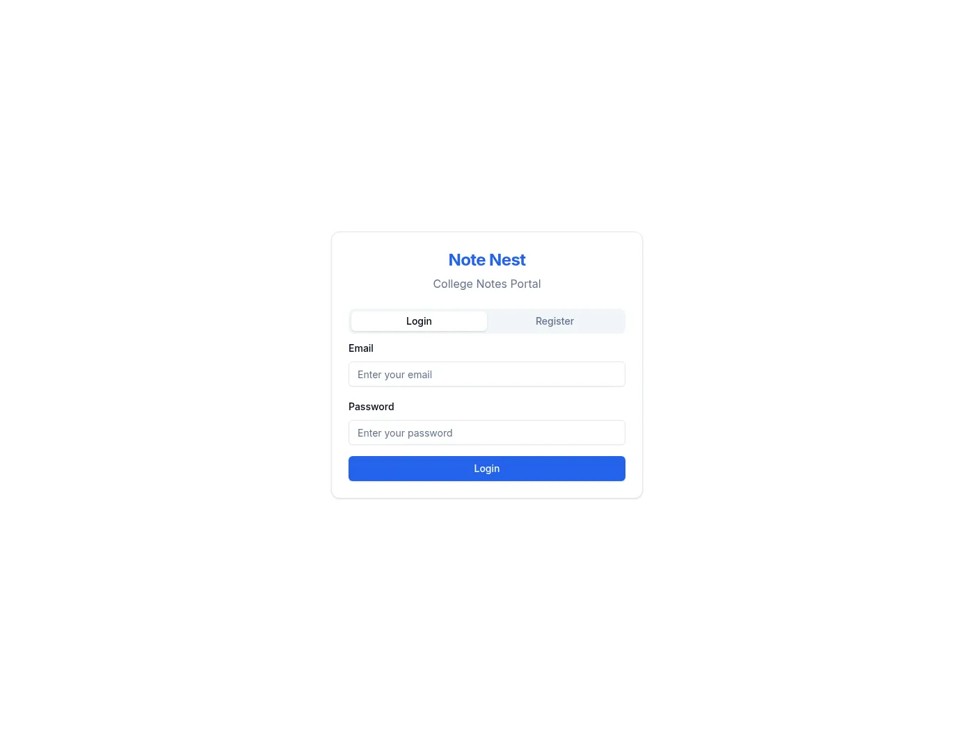 Note Nest - Real-Time Multi-Role College Notes Portal