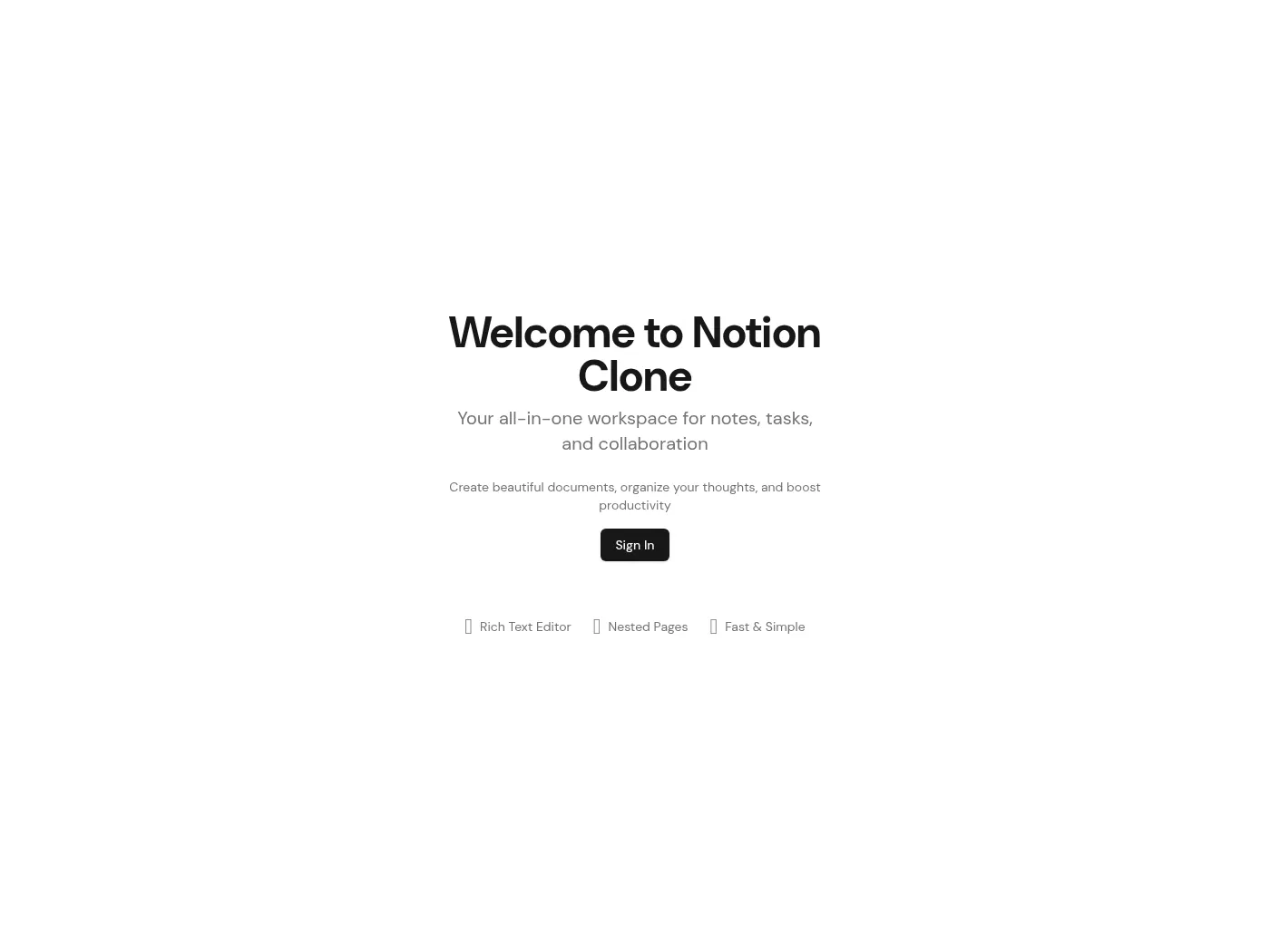 Notion Clone - All-in-One Workspace Web App