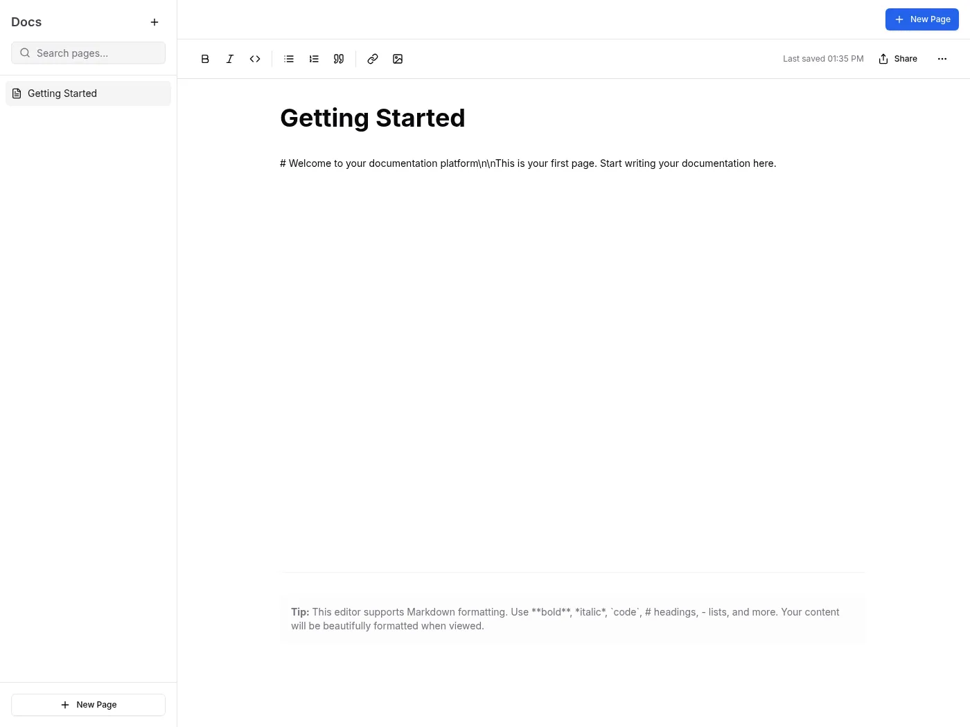 Notion-Style Documentation Platform