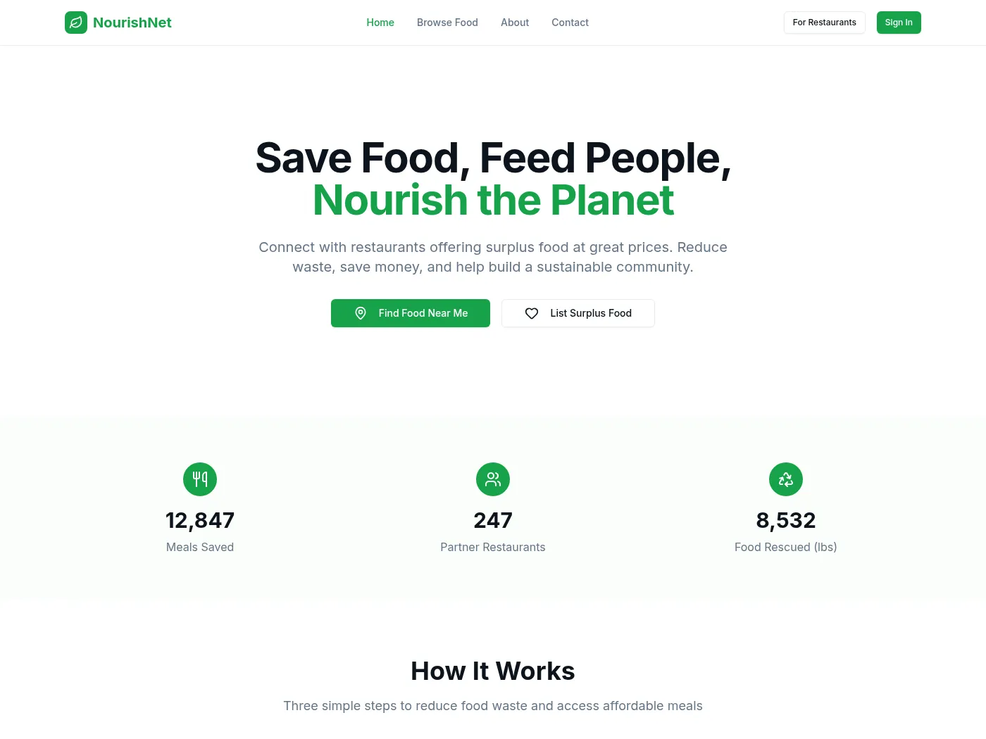 NourishNet – Connect Restaurants with Surplus Food to Local Communities