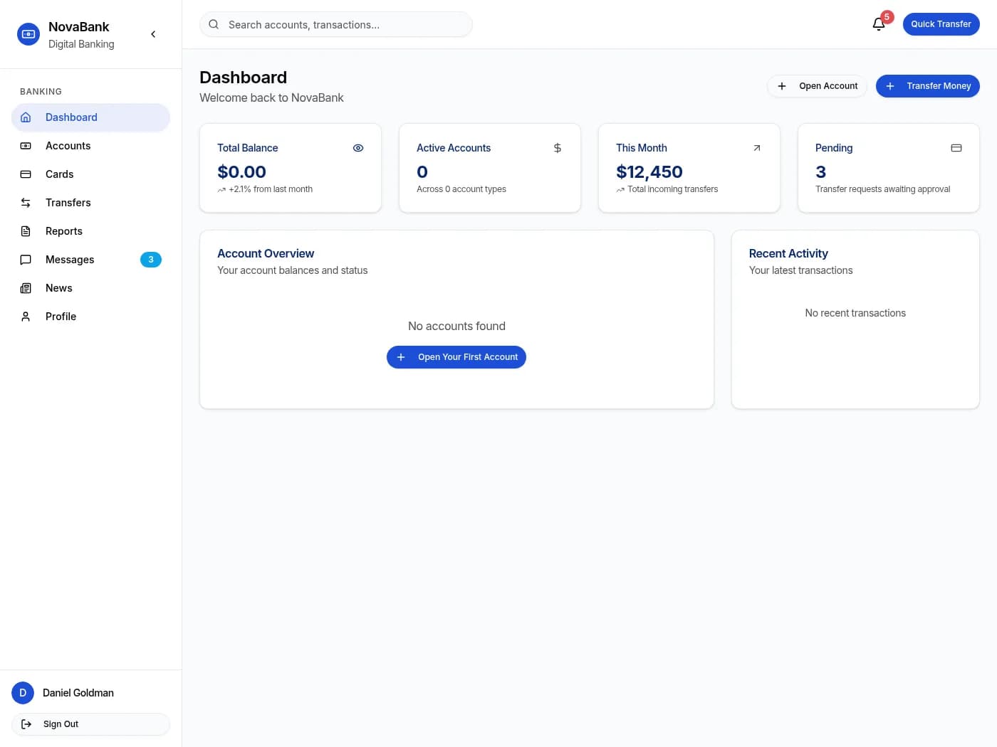 NovaBank Platform – Modern Digital Banking Demo Suite
