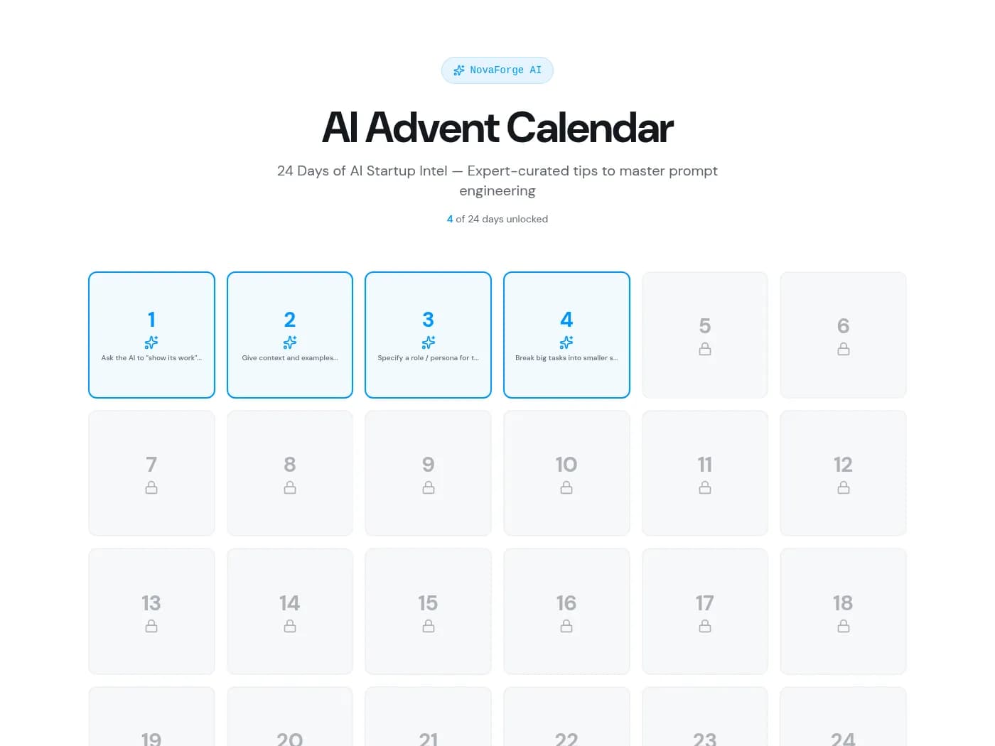NovaForge AI Advent Calendar – 24 Days of AI Startup Intel