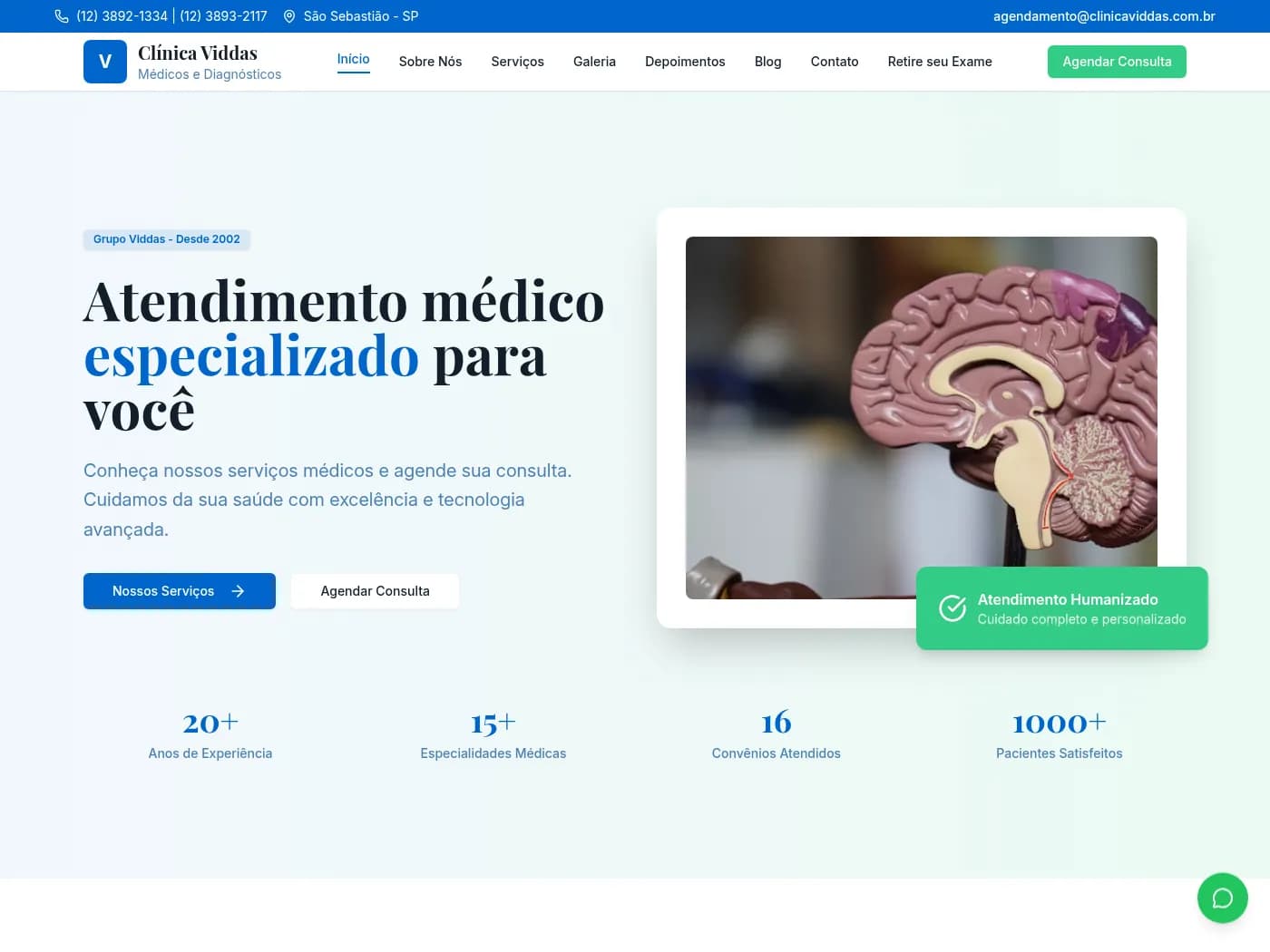 Novo Layout Web Inovador para Clínica Viddas