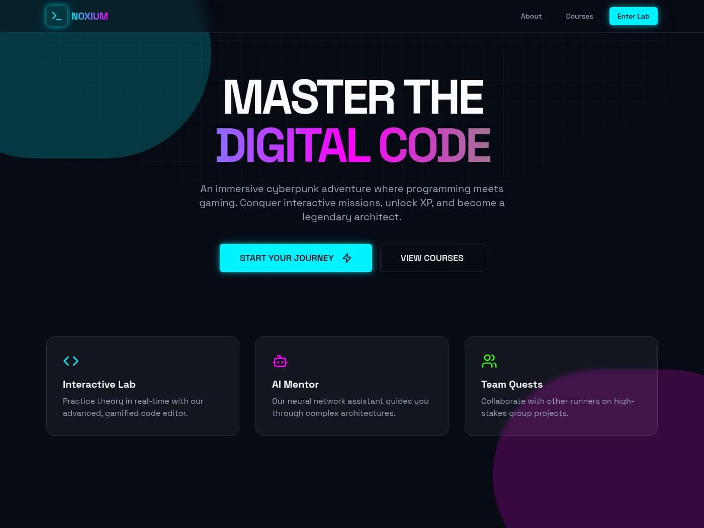 Noxium Gamified Code Lab