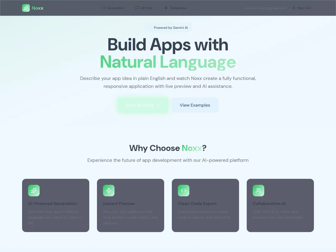 Noxx: AI-Powered App Generator & Conversational Builder