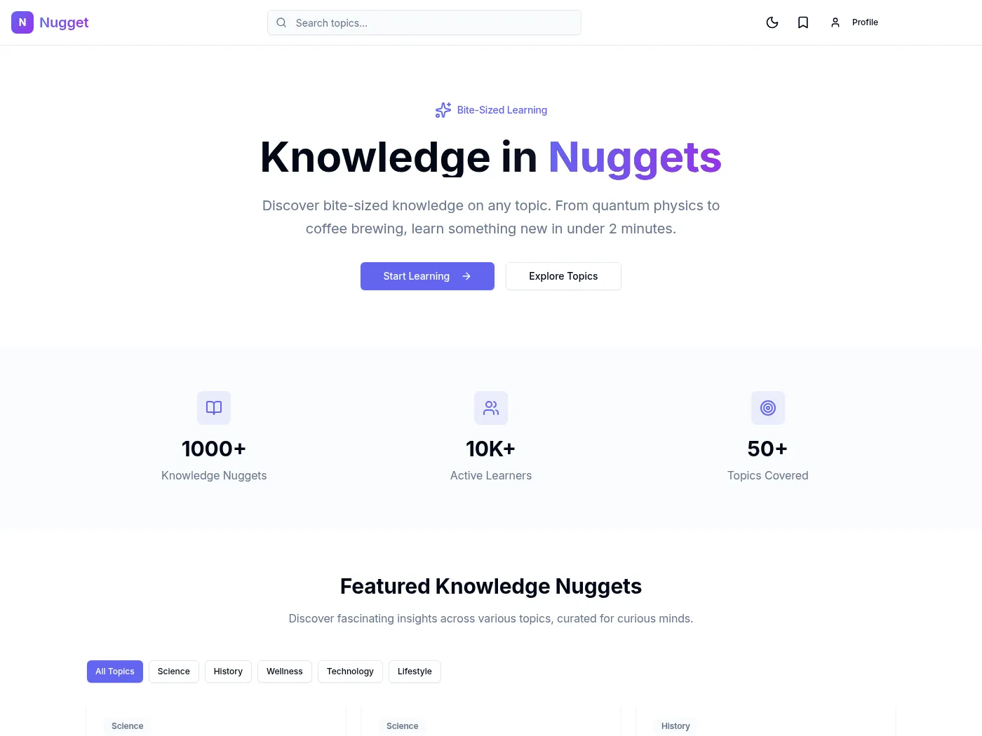Nugget: Bite-Sized Knowledge Platform