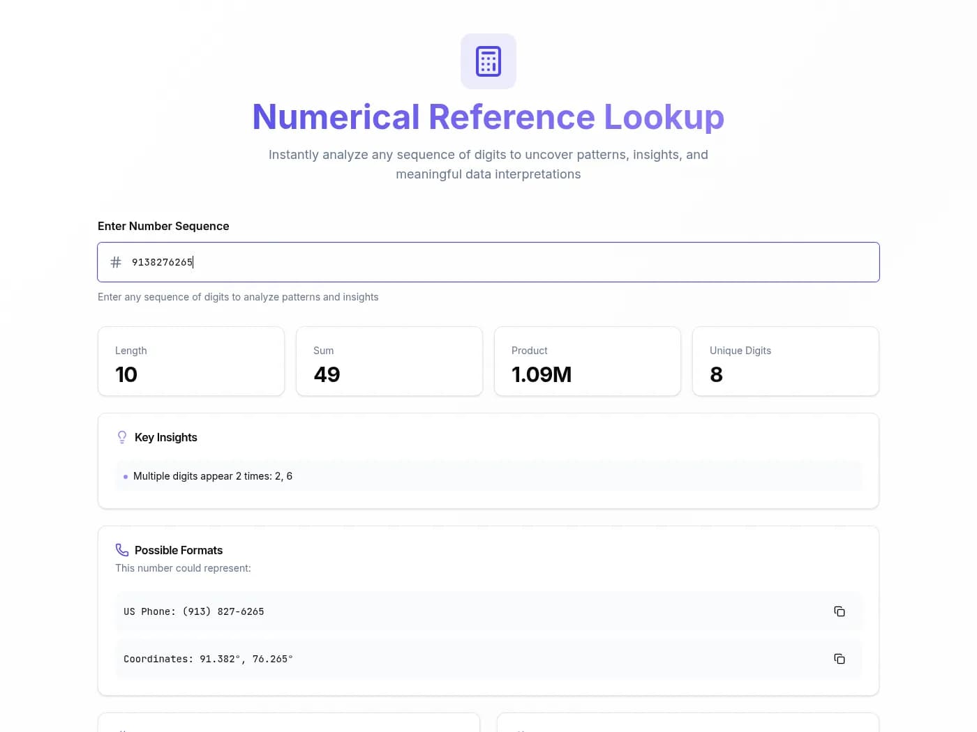 Numerical Reference Lookup Tool