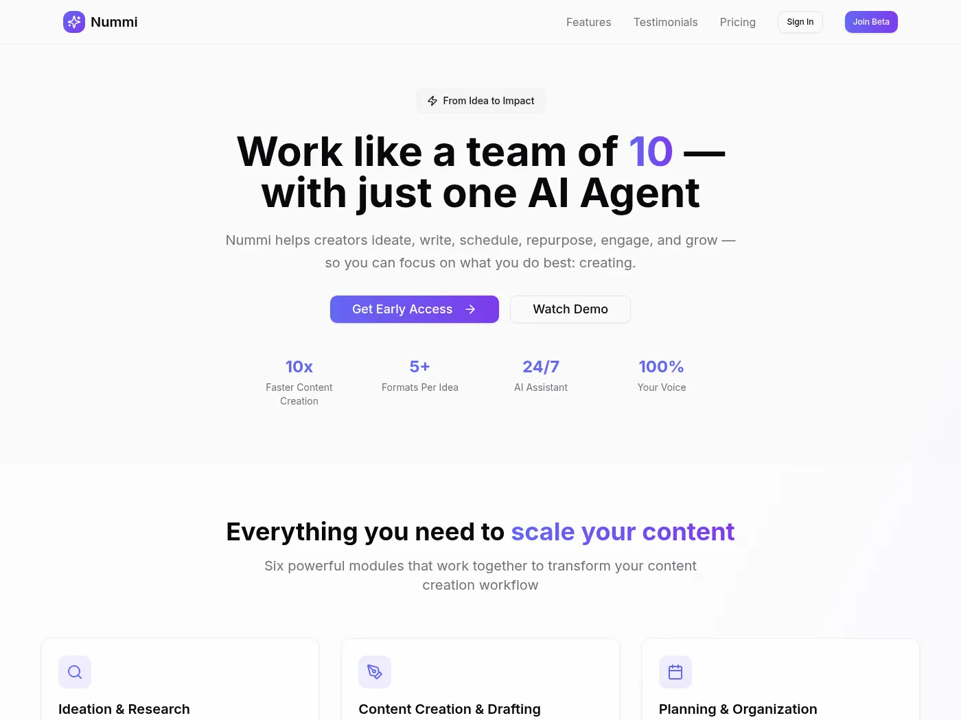 Nummi: AI Agent for Content Success