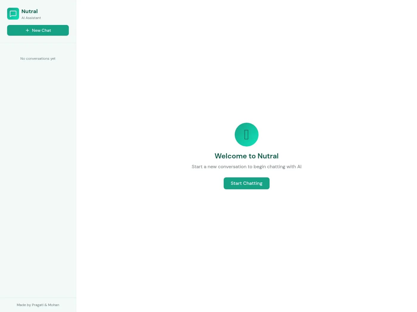 Nutral - A Conversational AI by Pragati and Mohan