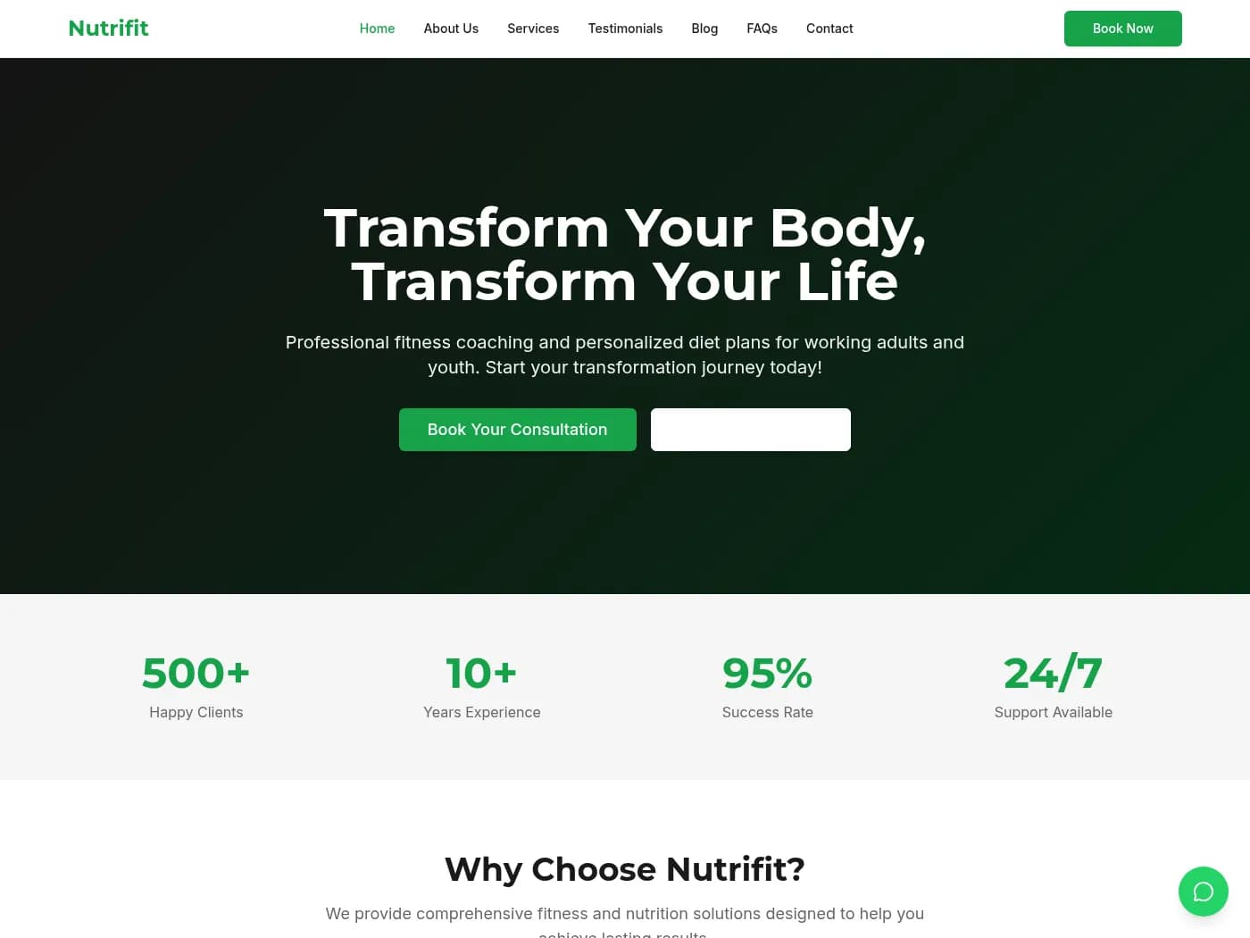Nutrifit Coaching Website for Fitness and Weight Loss