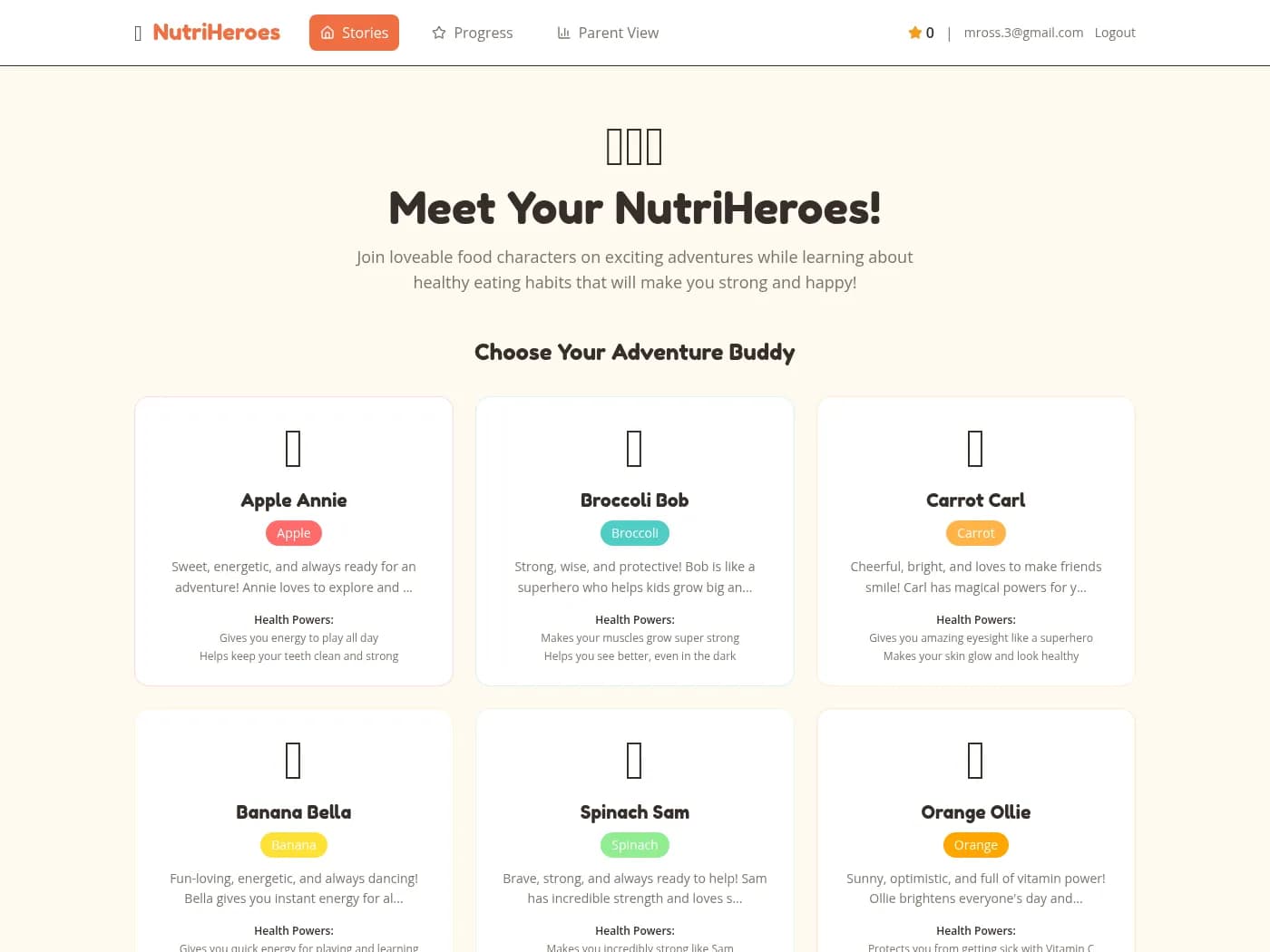 NutriHeroes: Story-Based Nutrition Literacy App for Kids