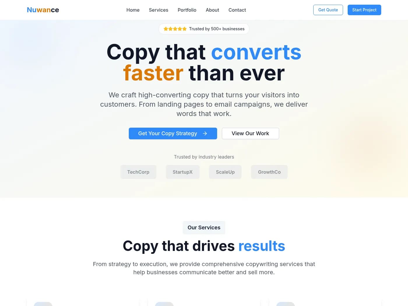 Nuwance Copywriting Agency Website