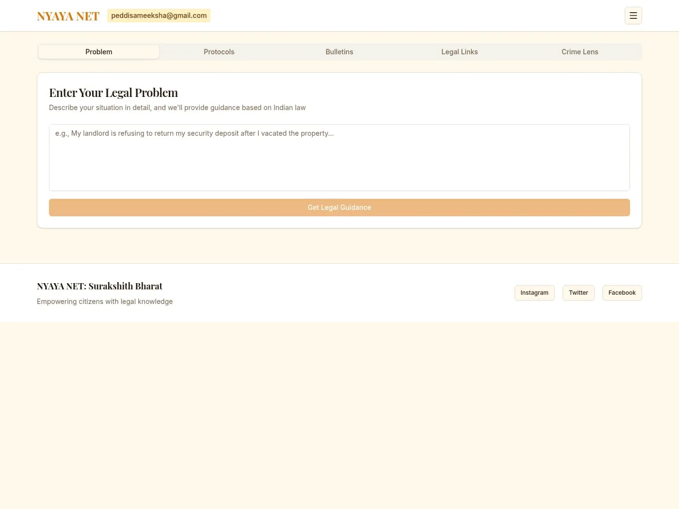 NYAYA NET: Surakshith Bharat Legal Assistance Portal