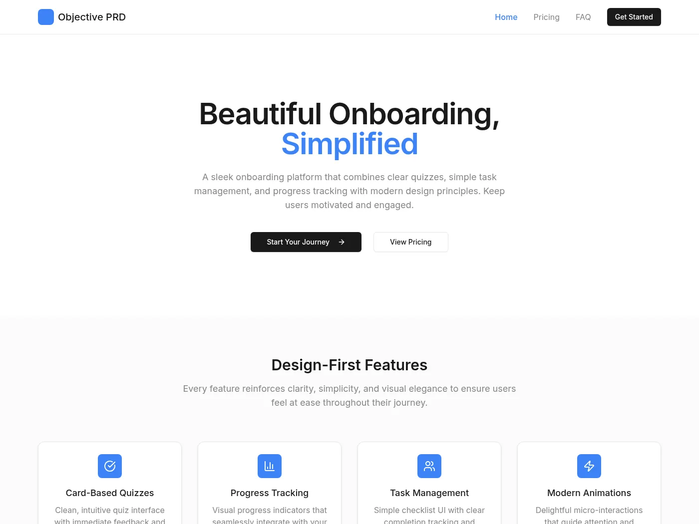 Objective PRD – Onboarding & Marketing Suite