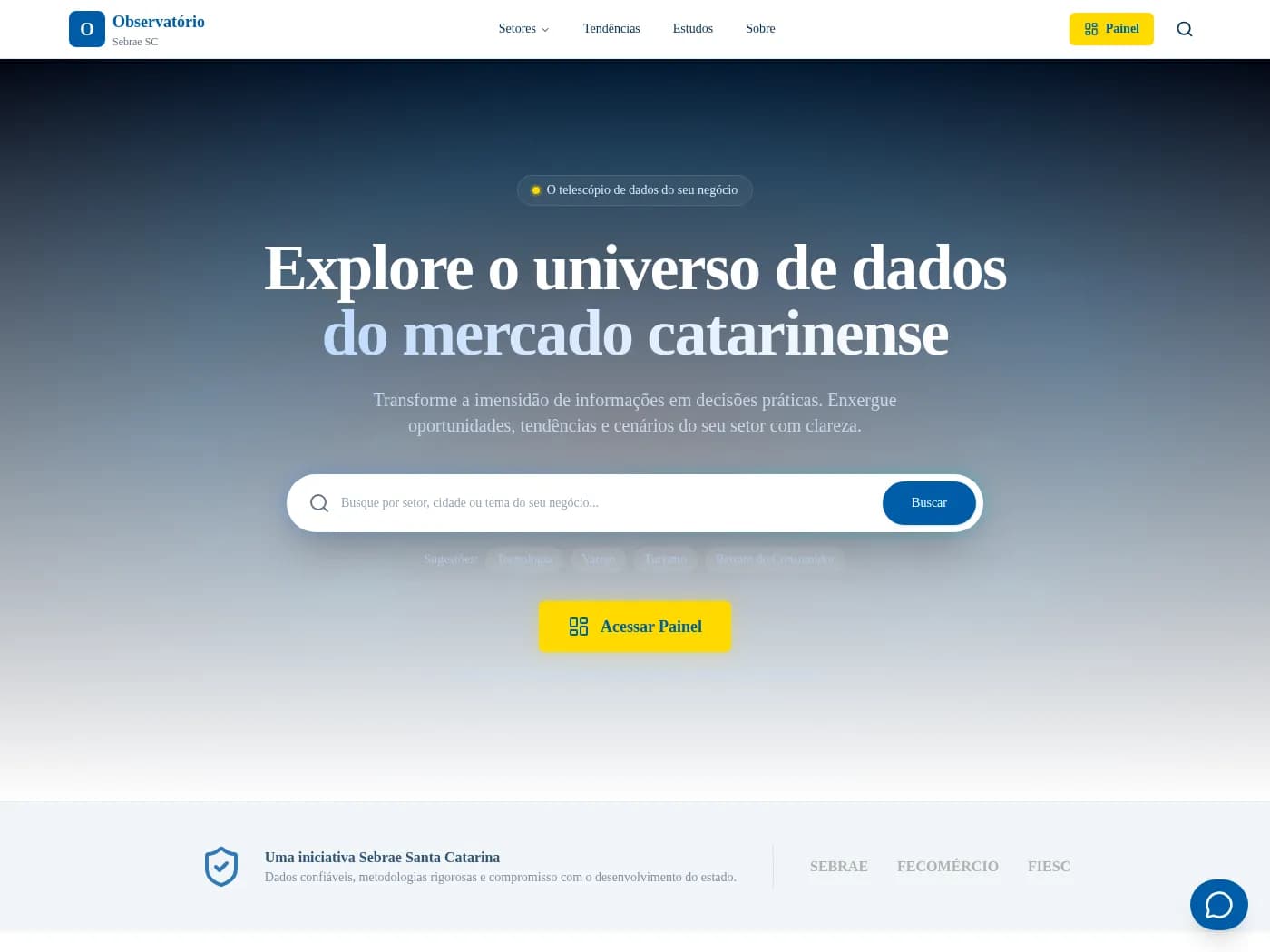 Portal Observatório Sebrae SC – Modern Responsive Institutional Platform
